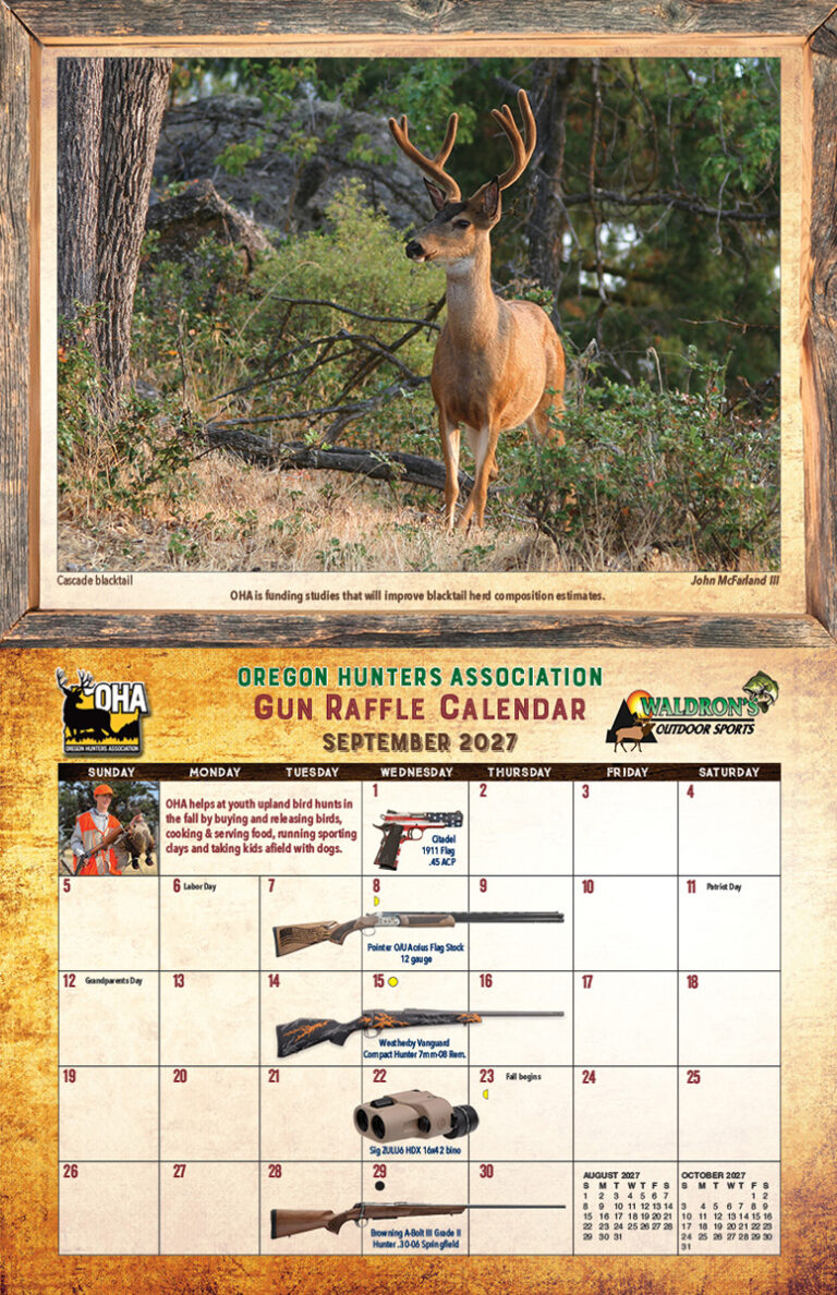 OHA 2027 Gun Raffle Calendar – Oregon Hunters Association