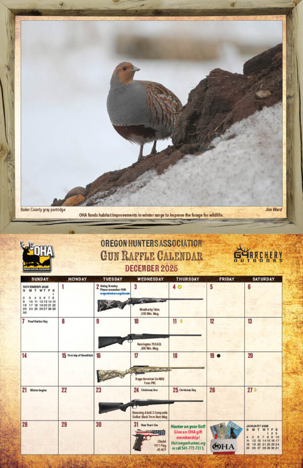 The next OHA ’26 Gun Calendar winner is…. – Oregon Hunters Association